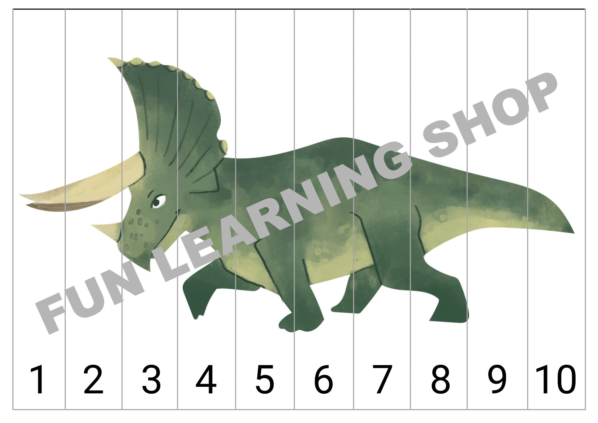 9 Dinosaurs Printable Number Sequence Puzzles. Number 1-10. - Etsy