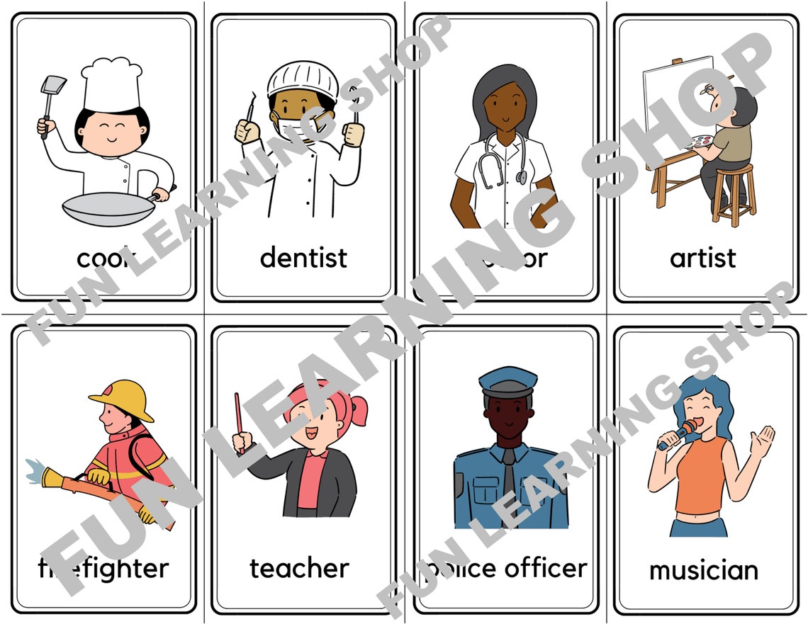 32 Professions Flashcards / Occupations, Job Image Cards for Kids ...