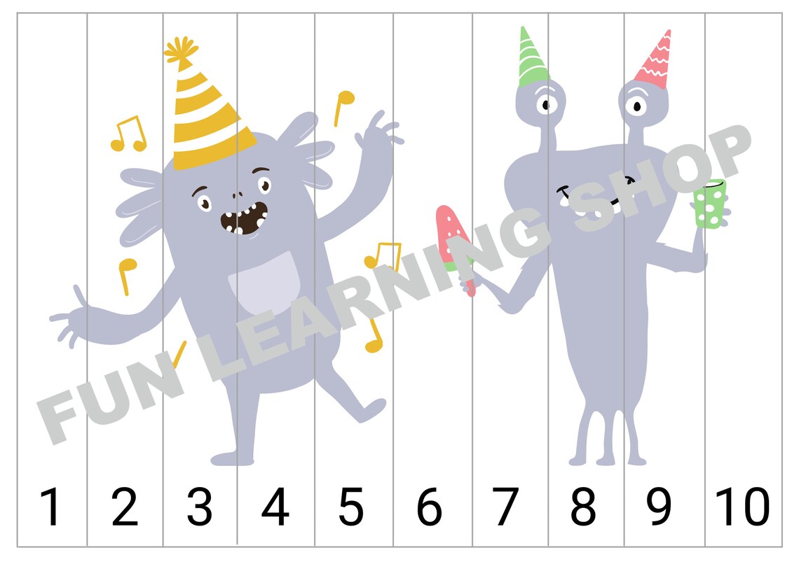 Cute Monster Number Sequence Puzzles 1-10 (printable) - Etsy