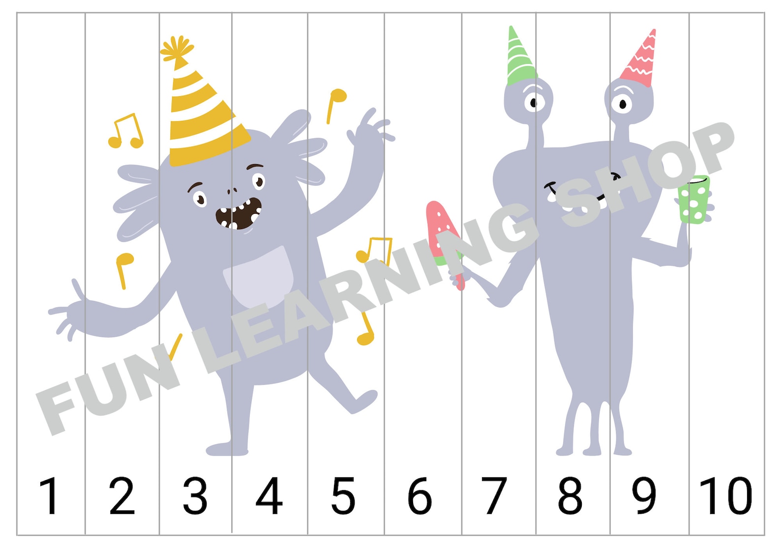 9 Printable Number Sequence Puzzles. Cute Monster Puzzles, Number ...