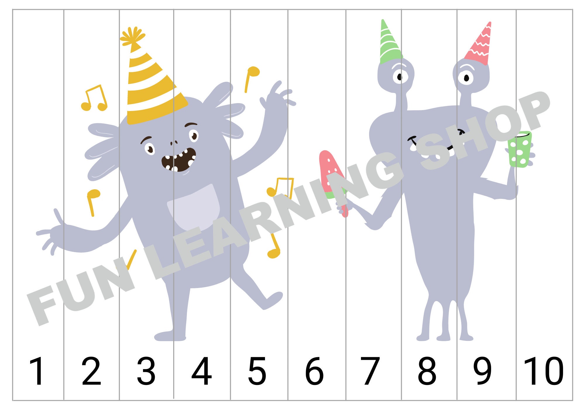 9 Printable Number Sequence Puzzles. Cute Monster Puzzles, Number ...