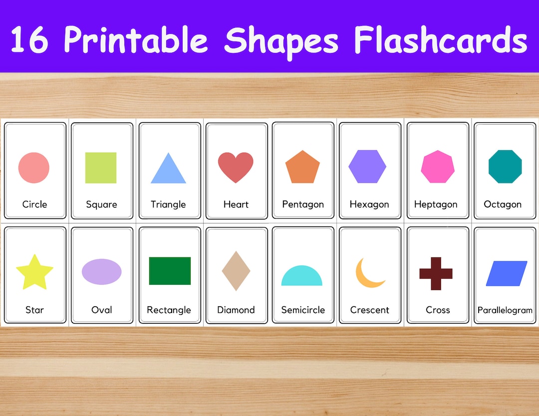 16 Shapes Flashcards / Image Cards for Kids, Preschoolers. Nomenclature ...