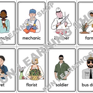 32 Professions Flashcards / Occupations, Job Image Cards for Kids ...