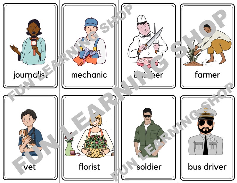 32 Professions Flashcards / Occupations, Job Image Cards for Kids ...