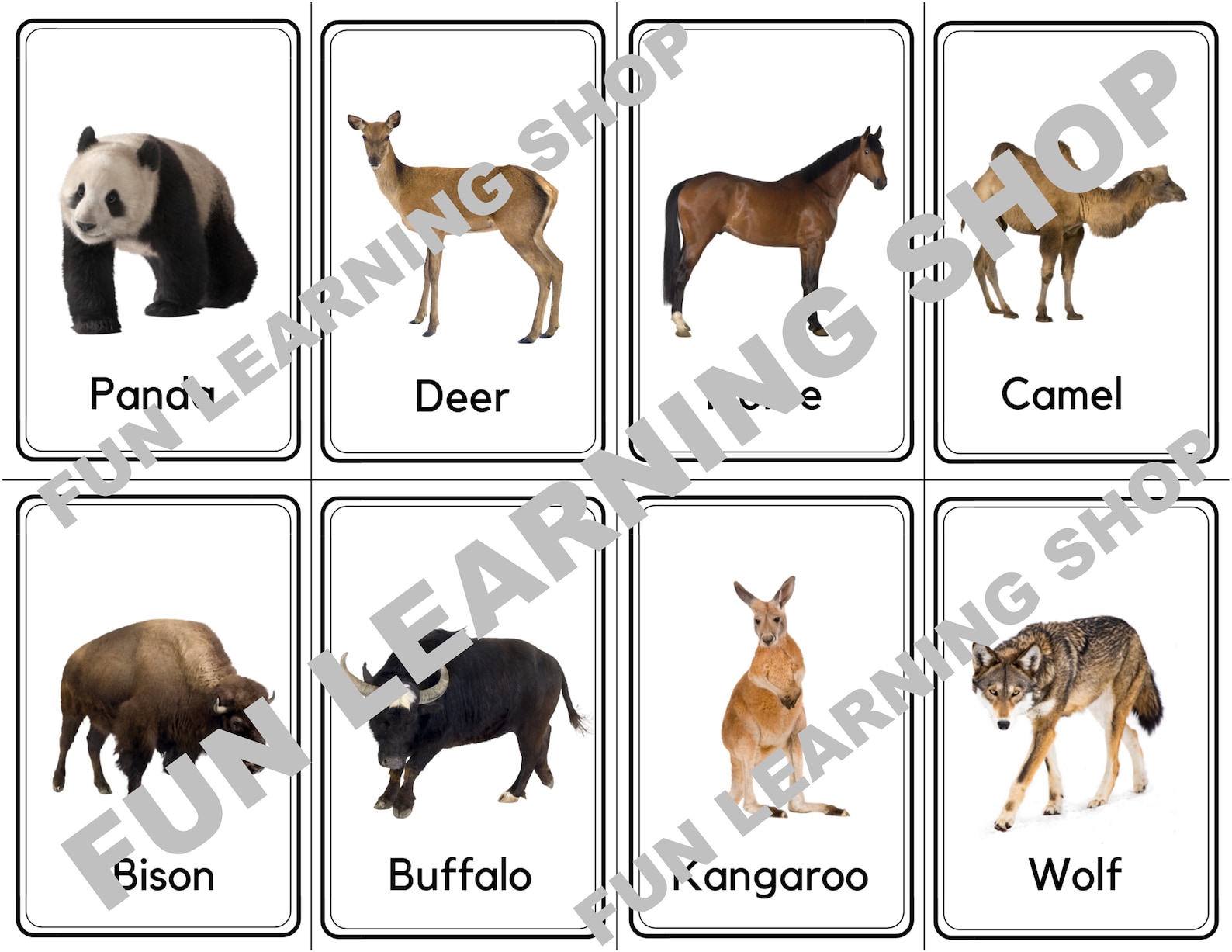 32 Wild Animals Flashcards / Image Cards for Kids. Nomenclature Cards ...