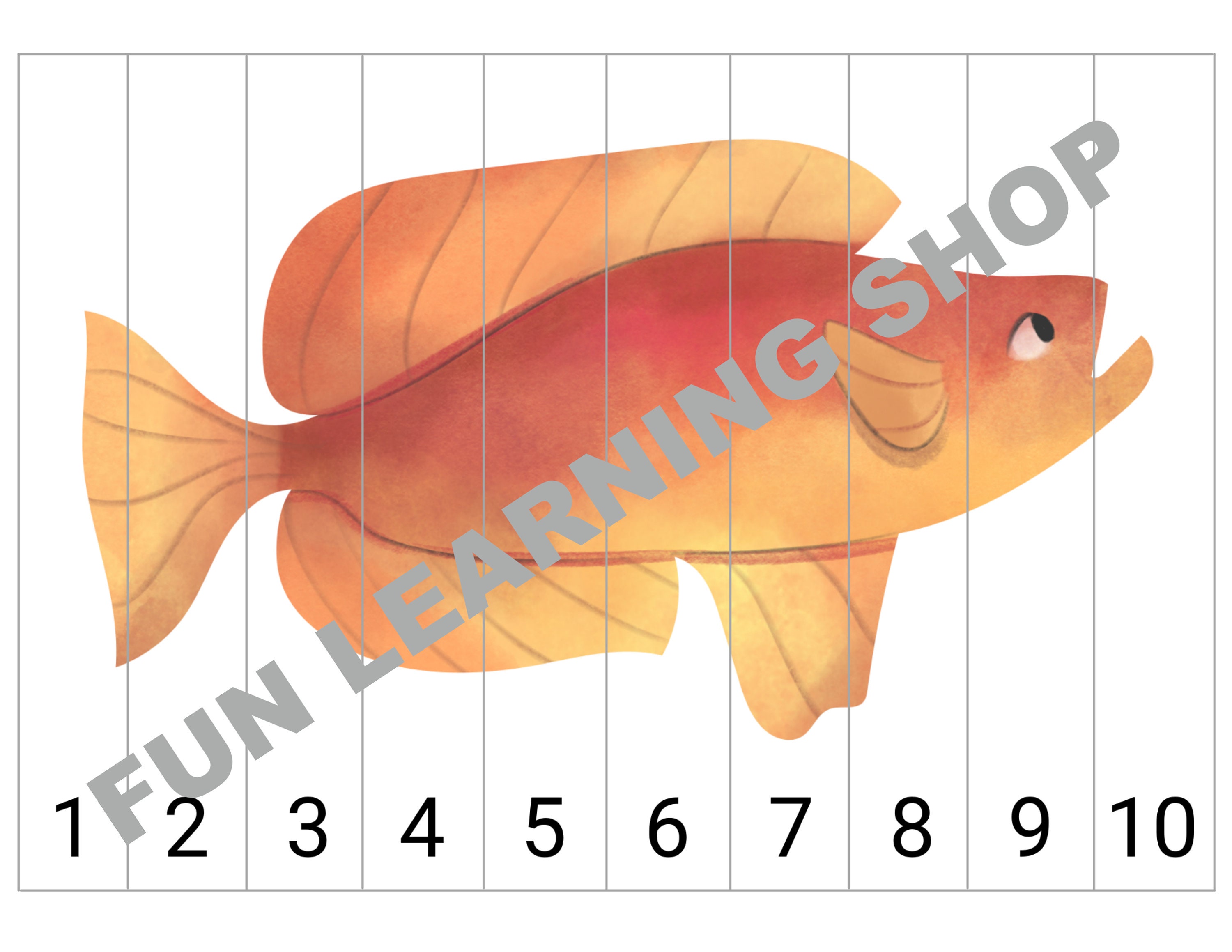 9 Sea Animal Printable Number Sequence Puzzles. Number 1-10 - Etsy