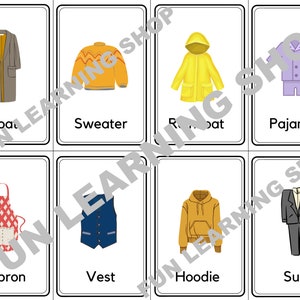 32 Clothing Flashcards / Image Cards for Kids, Preschoolers ...