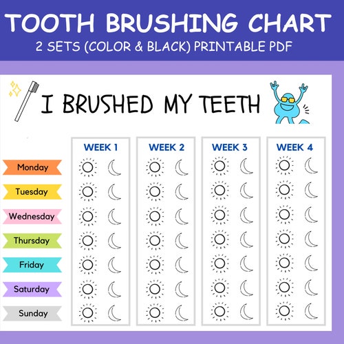 I Brushed My Teeth Chart Tooth Brushing Chart Toddler - Etsy