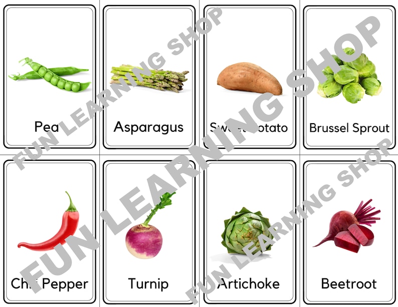 32 Vegetables Flashcards / Image Cards for Kids, Preschool ...