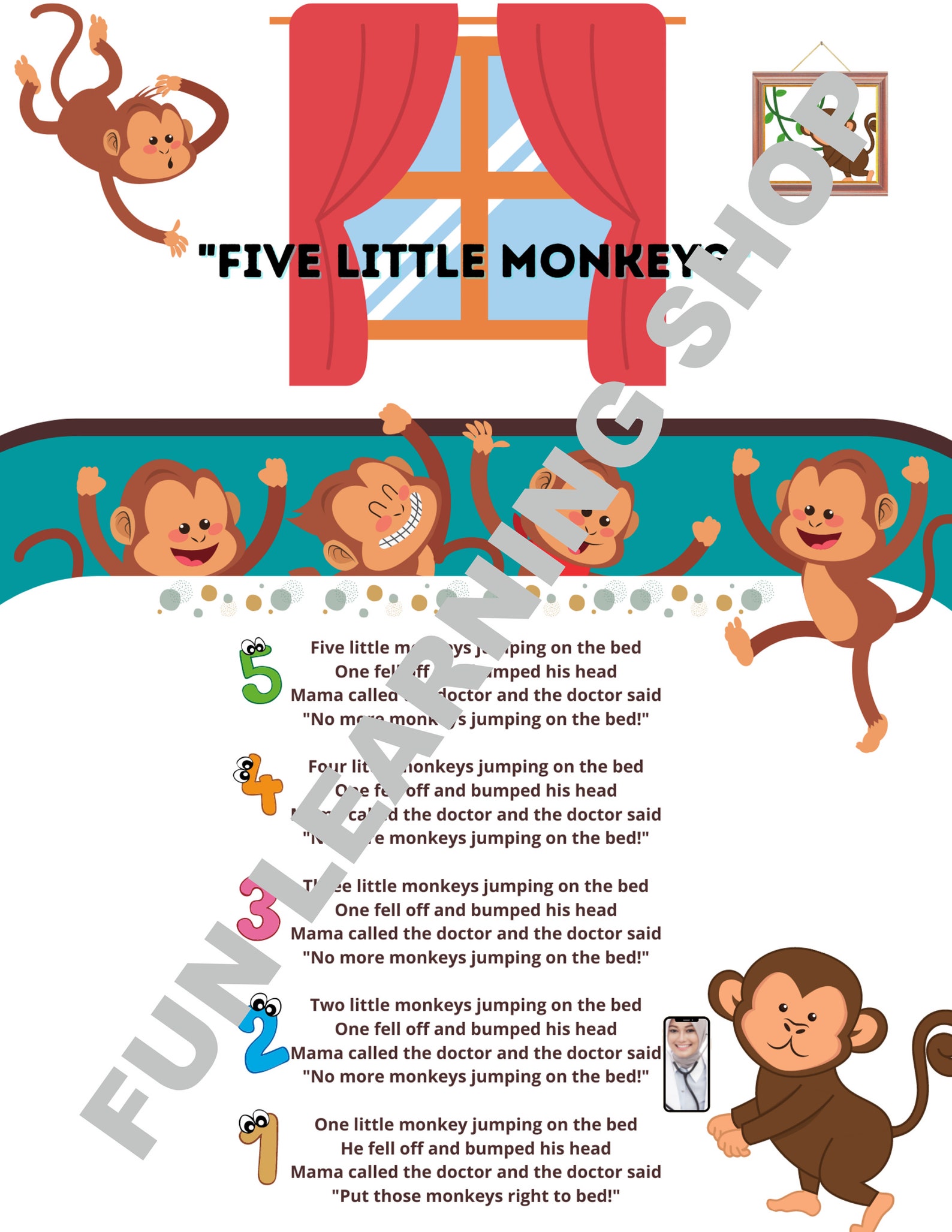 Five Little Monkeys Activities, Monkey Games, Story Time, Nursery Rhyme ...