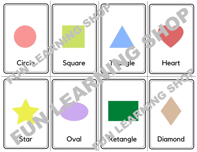 16 Shapes Flashcards / Image Cards for Kids, Preschoolers. Nomenclature ...