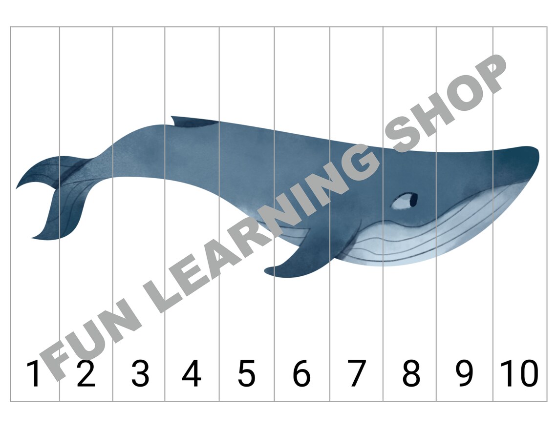 9 Sea Animal Printable Number Sequence Puzzles. Number 1-10 - Etsy