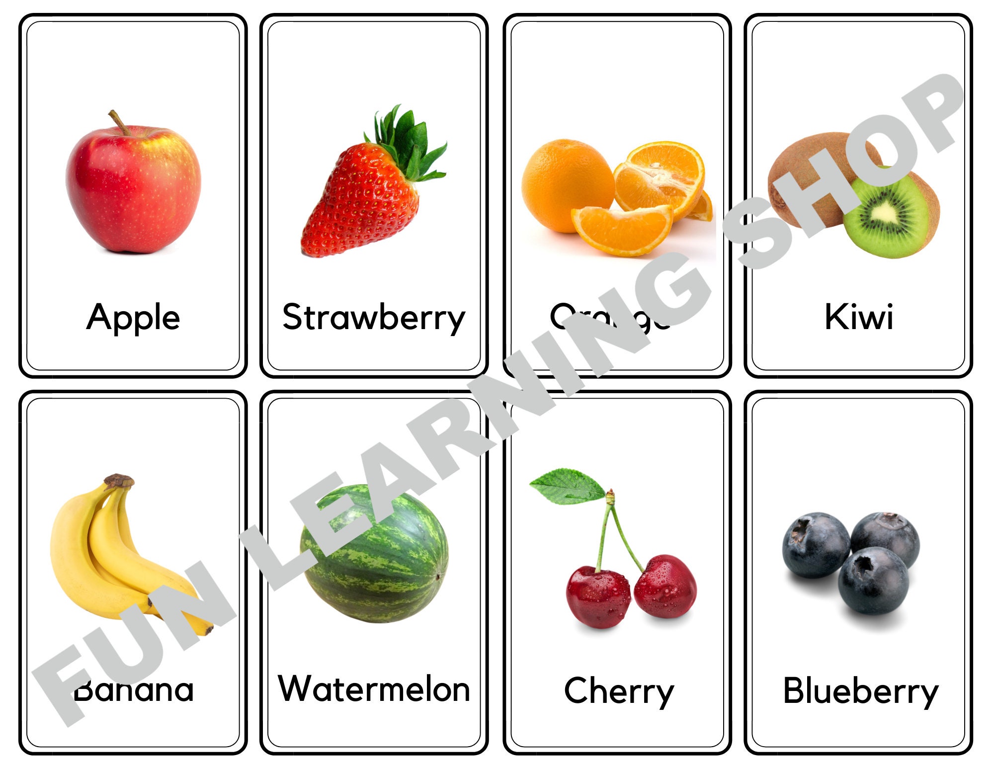 24 tarjetas de frutas / tarjetas de imagen para niños. | Etsy