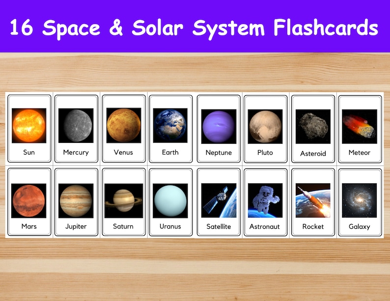 16 Space & Solar System Flashcards / Image Cards for Kids, Preschoolers ...