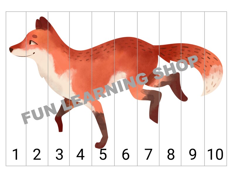 8 Animal Printable Number Sequence Puzzles. Number 1-10. - Etsy