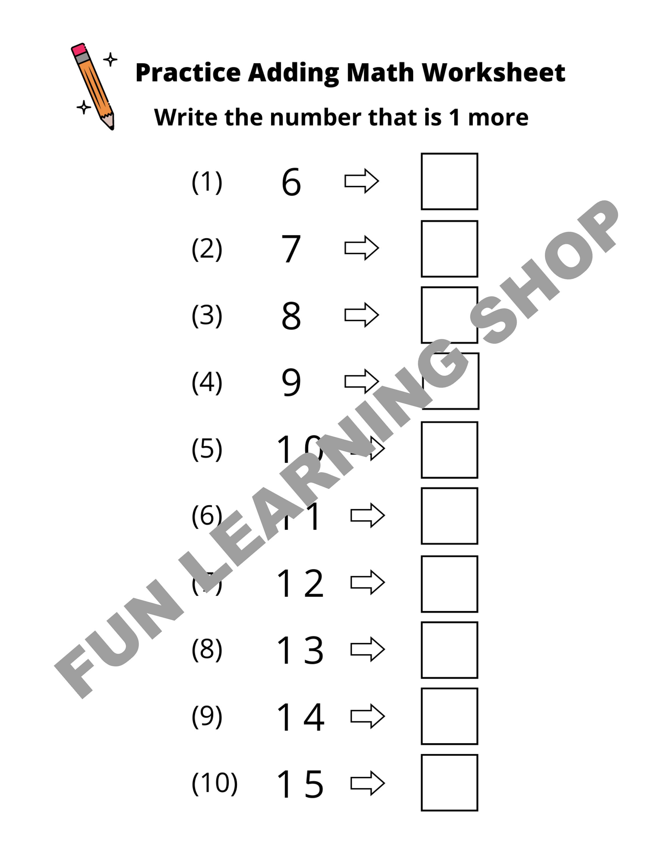 20 Printable Addition Math Worksheets. Adding by 1. Numbers 1-30. Kids ...