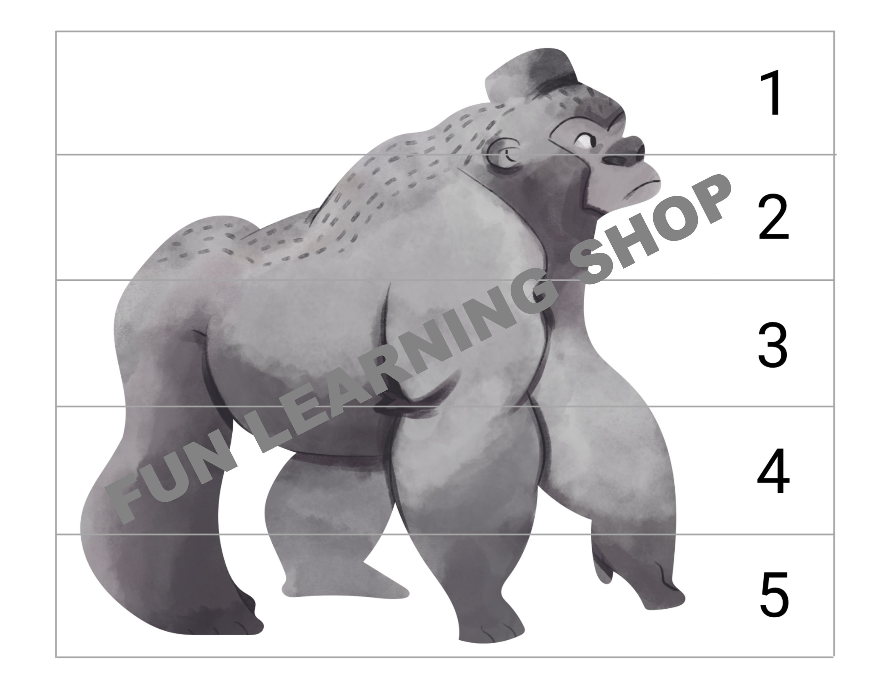 7 Animal Printable Number Sequence Puzzles. Number 1-5 - Etsy