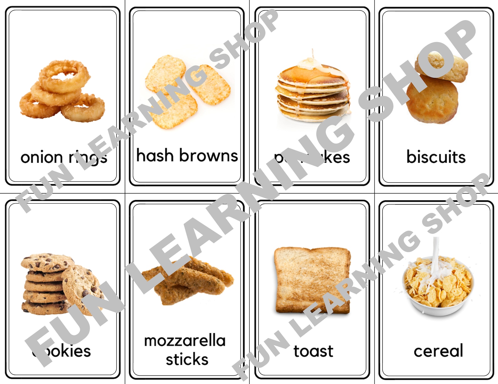 32 Fast Food Flashcards / Image Cards for Kids, Preschool. Nomenclature ...