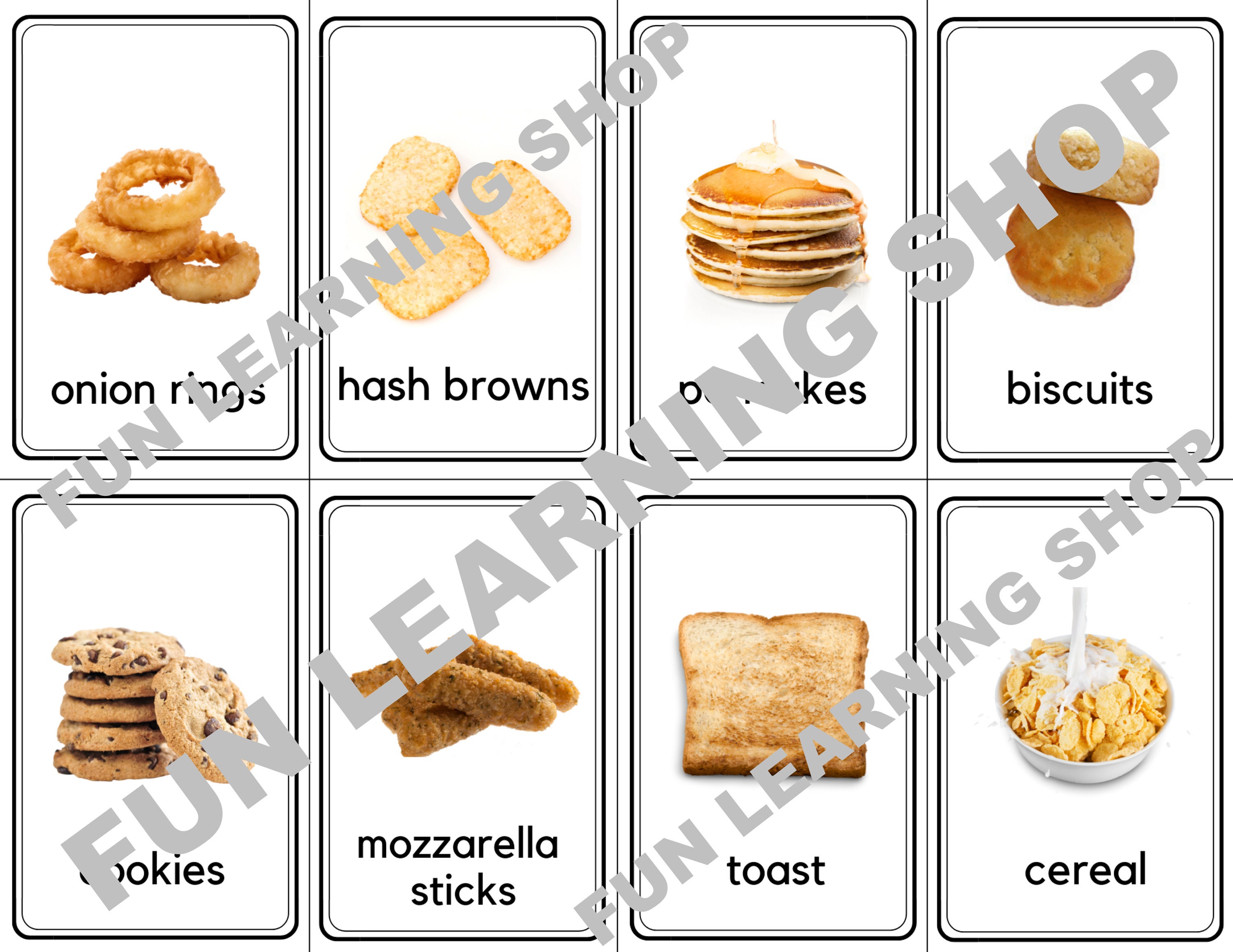 32 Fast Food Flashcards / Image Cards for Kids, Preschool. Nomenclature ...