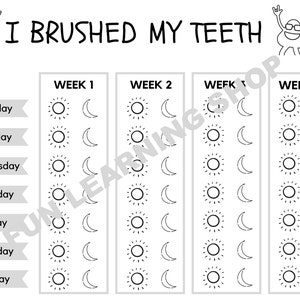 I Brushed My Teeth Chart, Tooth Brushing Chart , Toddler Reward Chart ...