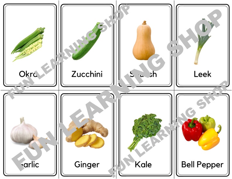 32 Vegetables Flashcards / Image Cards for Kids, Preschool ...