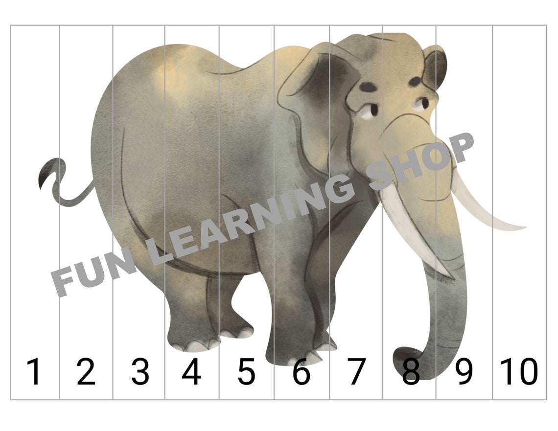 8 Animal Printable Number Sequence Puzzles. Number 1-10. - Etsy