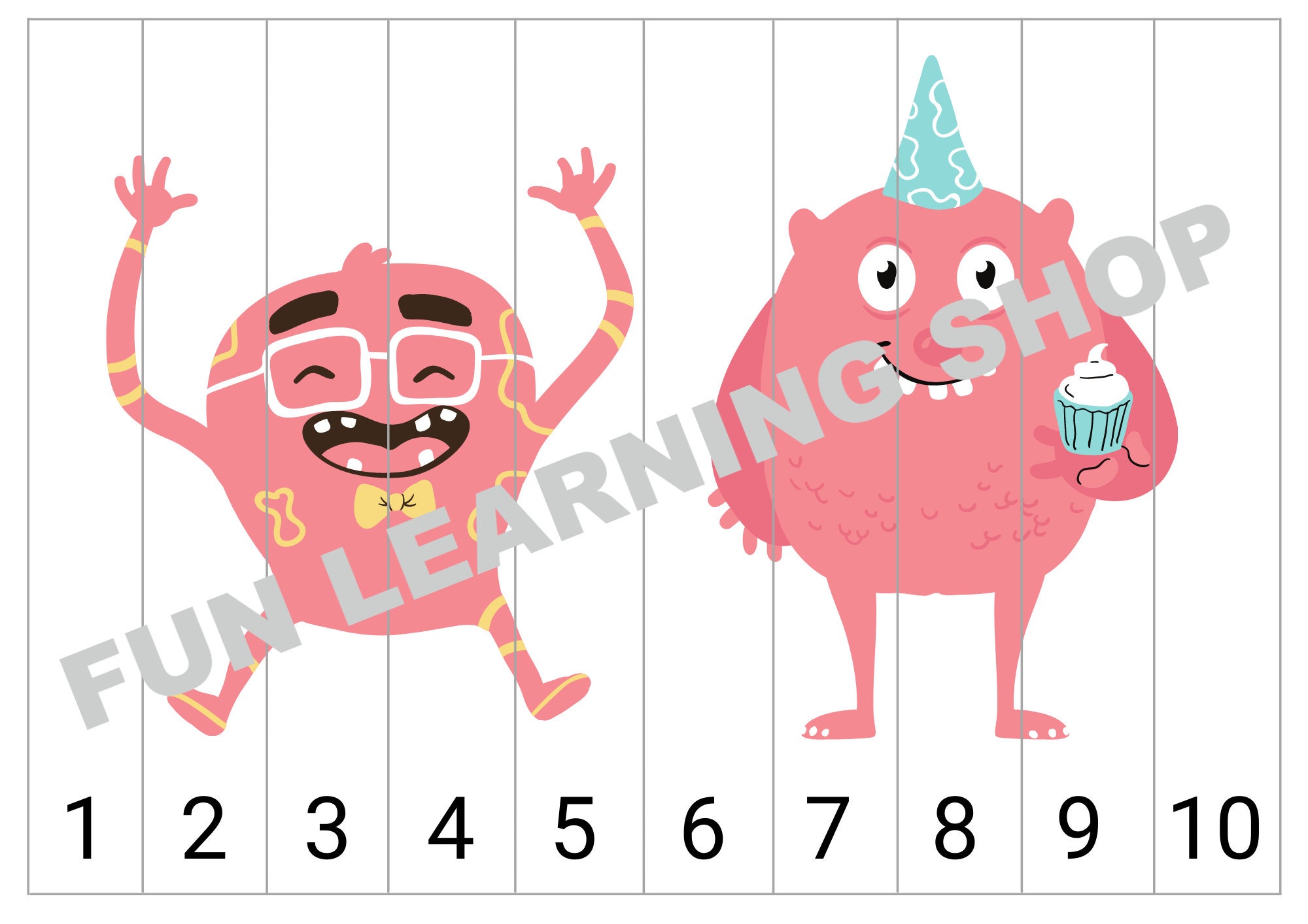 9 Printable Number Sequence Puzzles. Cute Monster Puzzles, Number ...