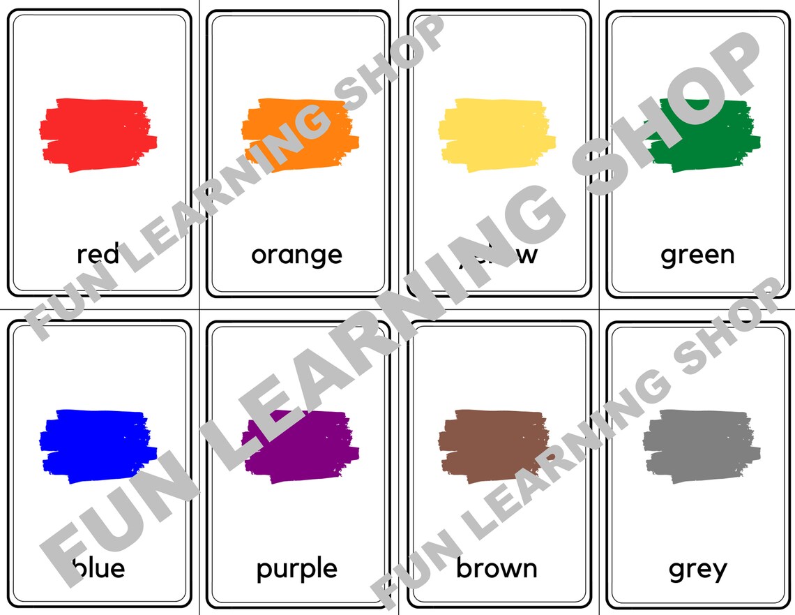 16 Colors Flashcards / Image Cards for Kids, Preschoolers. Nomenclature ...