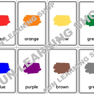 16 Colors Flashcards / Image Cards for Kids, Preschoolers. Nomenclature ...