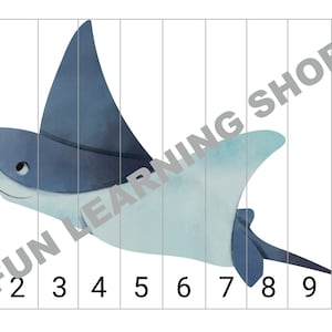 9 Sea Animal Printable Number Sequence Puzzles. Number 1-10 - Etsy