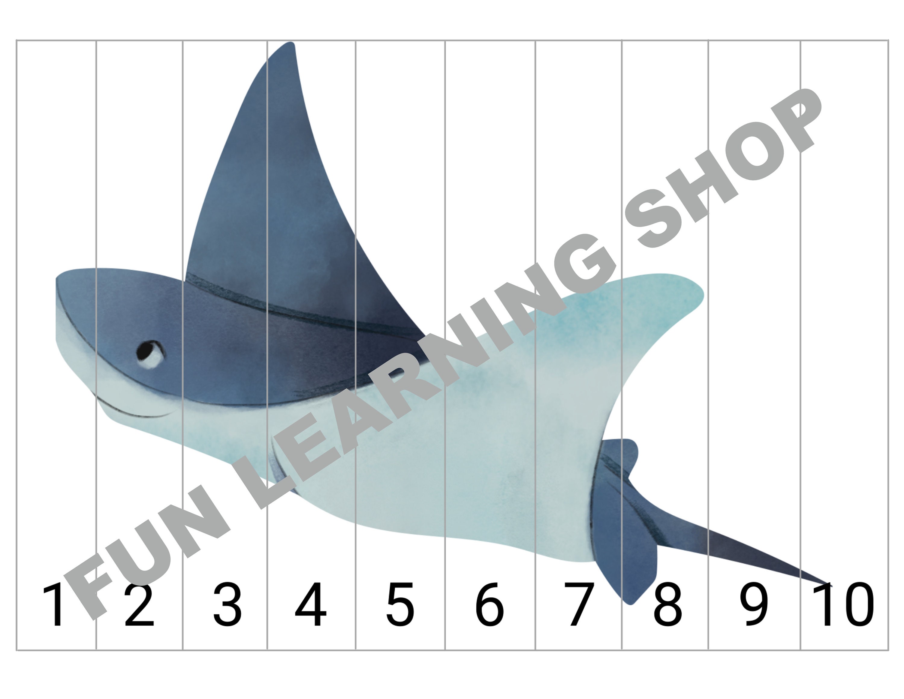 9 Sea Animal Printable Number Sequence Puzzles. Number 1-10 - Etsy