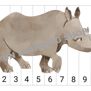 8 Animal Printable Number Sequence Puzzles. Number 1-10. - Etsy