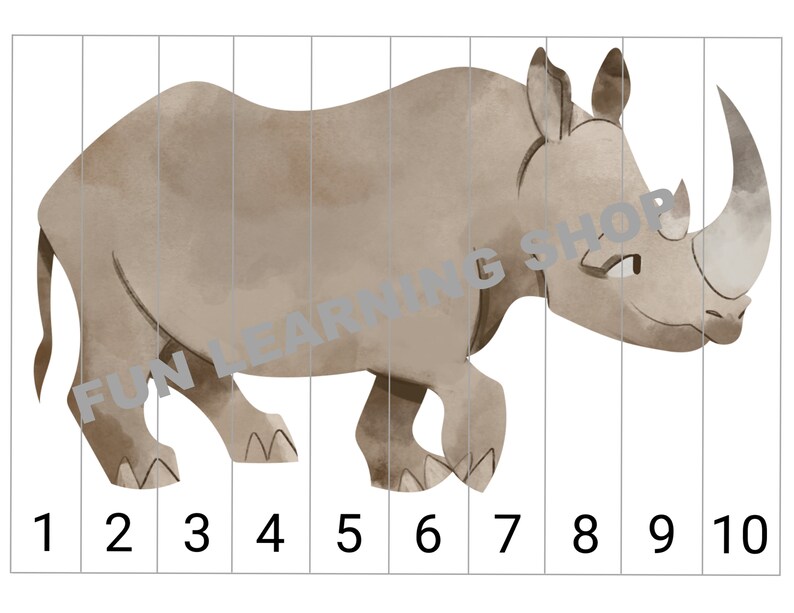 8 Animal Printable Number Sequence Puzzles. Number 1-10. - Etsy