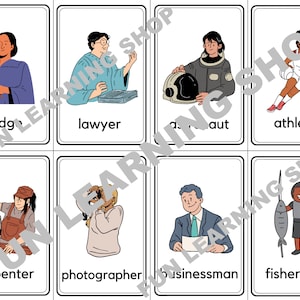 32 Professions Flashcards / Occupations, Job Image Cards for Kids ...
