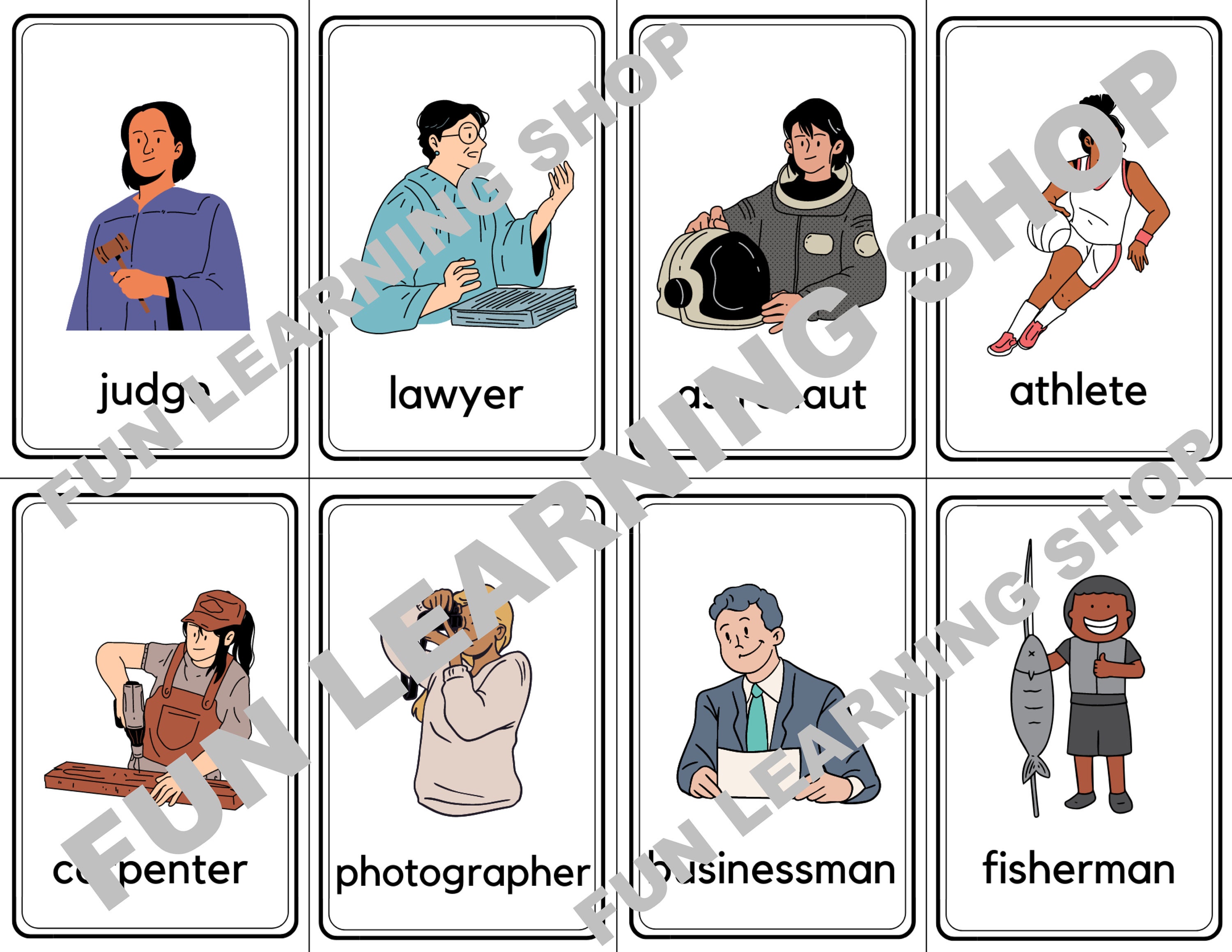 32 Professions Flashcards / Occupations, Job Image Cards for Kids ...