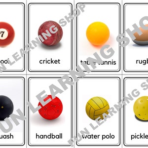16 Sports Balls Flashcards / Image Cards for Kids, Preschoolers ...