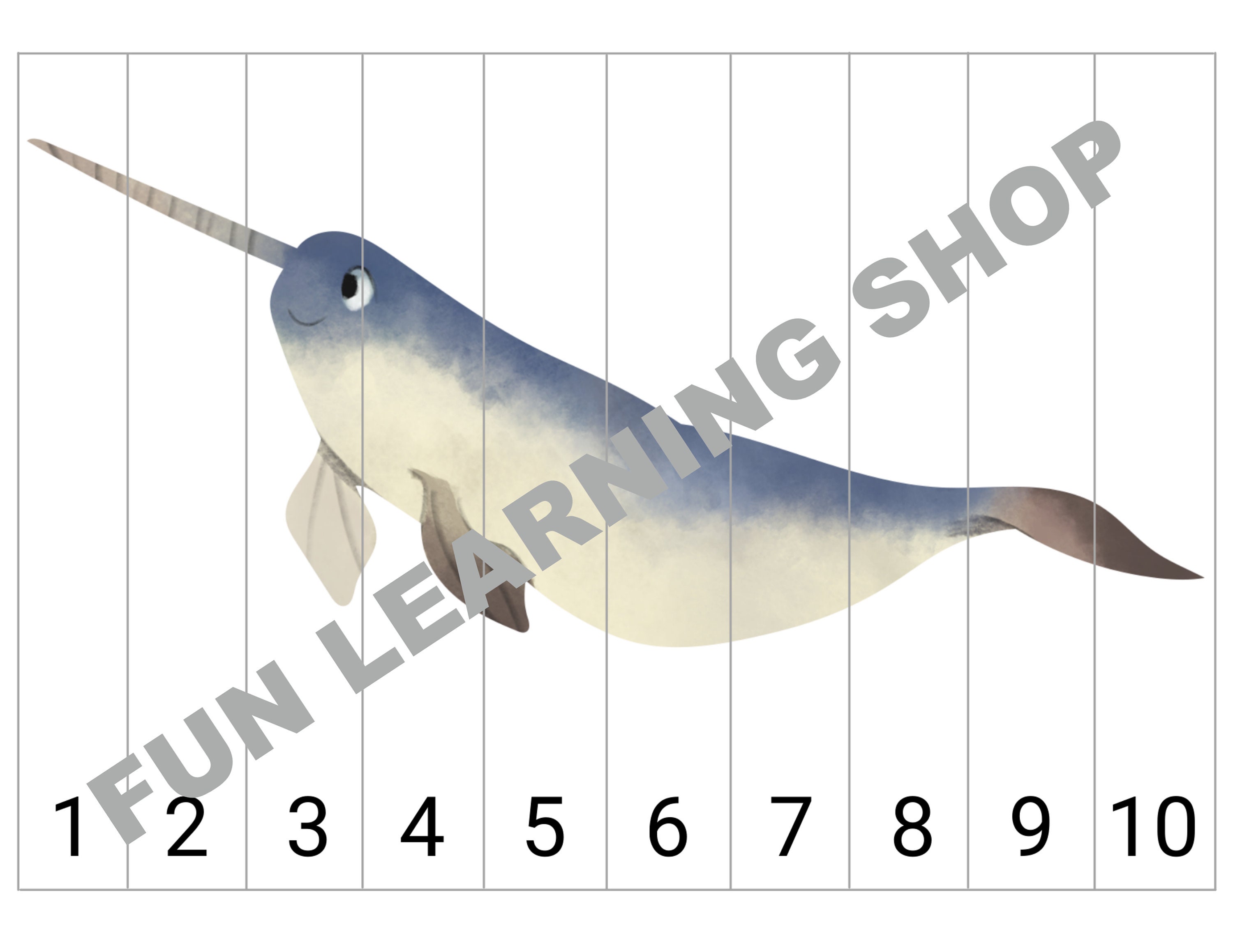 9 Sea Animal Printable Number Sequence Puzzles. Number 1-10 - Etsy