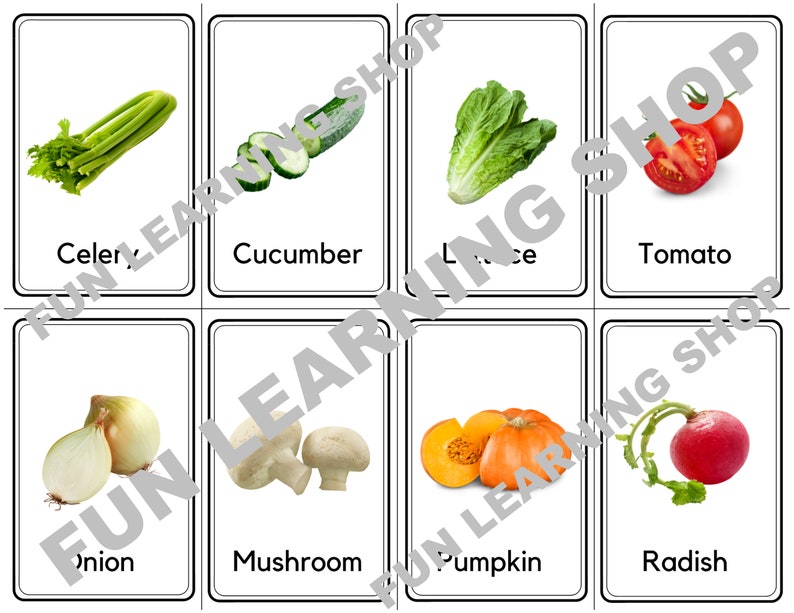 32 Vegetables Flashcards / Image Cards for Kids, Preschool ...