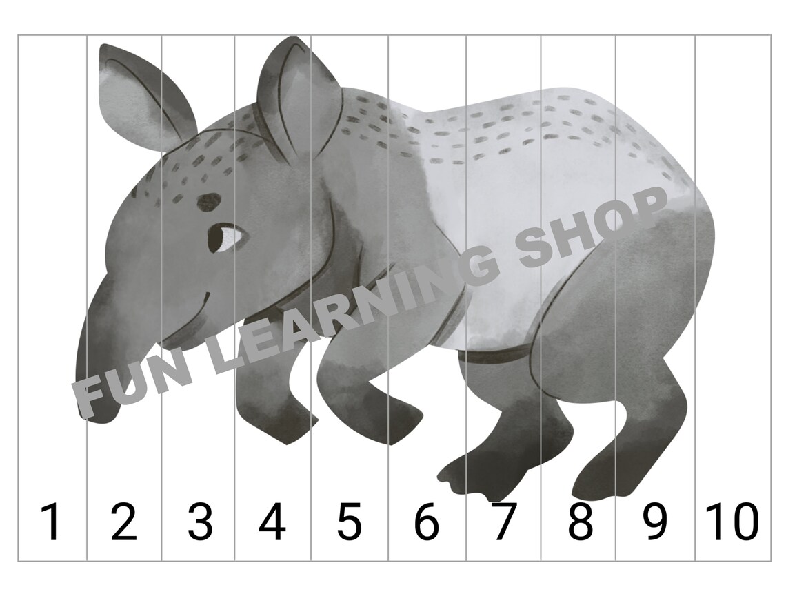 8 Animal Printable Number Sequence Puzzles. Number 1-10. - Etsy