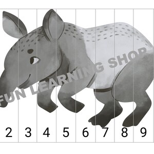 8 Animal Printable Number Sequence Puzzles. Number 1-10. - Etsy