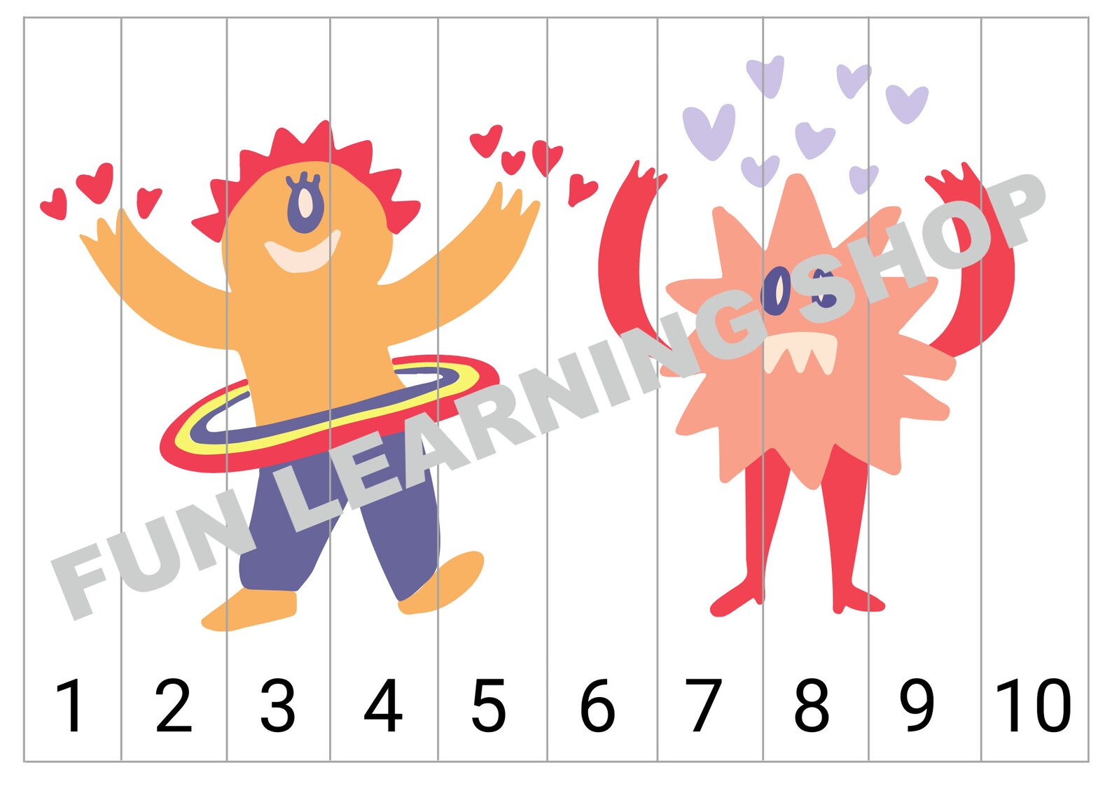 9 Printable Number Sequence Puzzles. Cute Monster Puzzles, Number ...