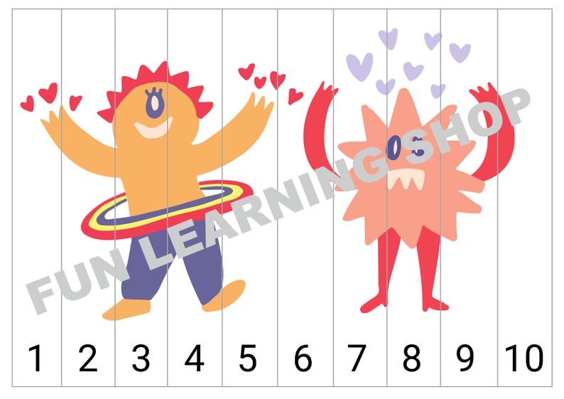 Cute Monster Number Sequence Puzzles 1-10 (printable) - Etsy