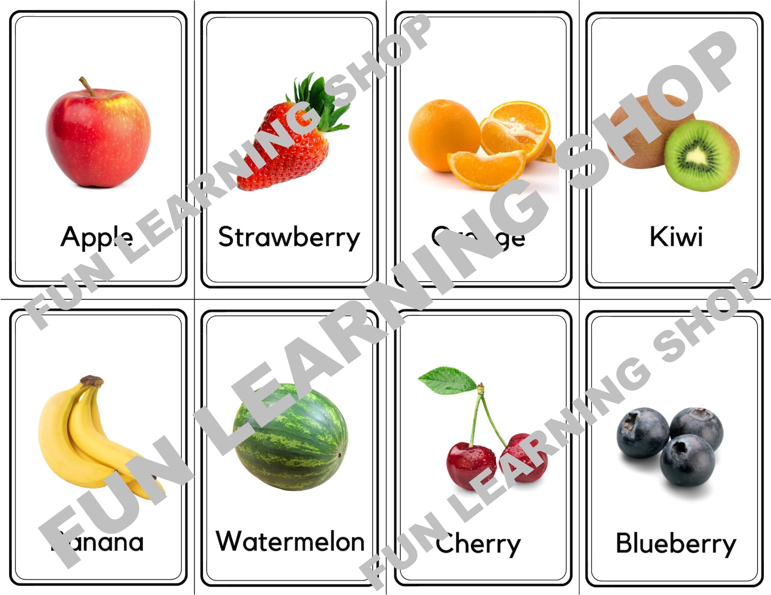 24 Fruits Flashcards / Image Cards for Kids. Nomenclature Cards. PDF ...