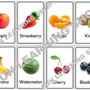24 Fruits Flashcards / Image Cards for Kids. Nomenclature Cards. PDF ...