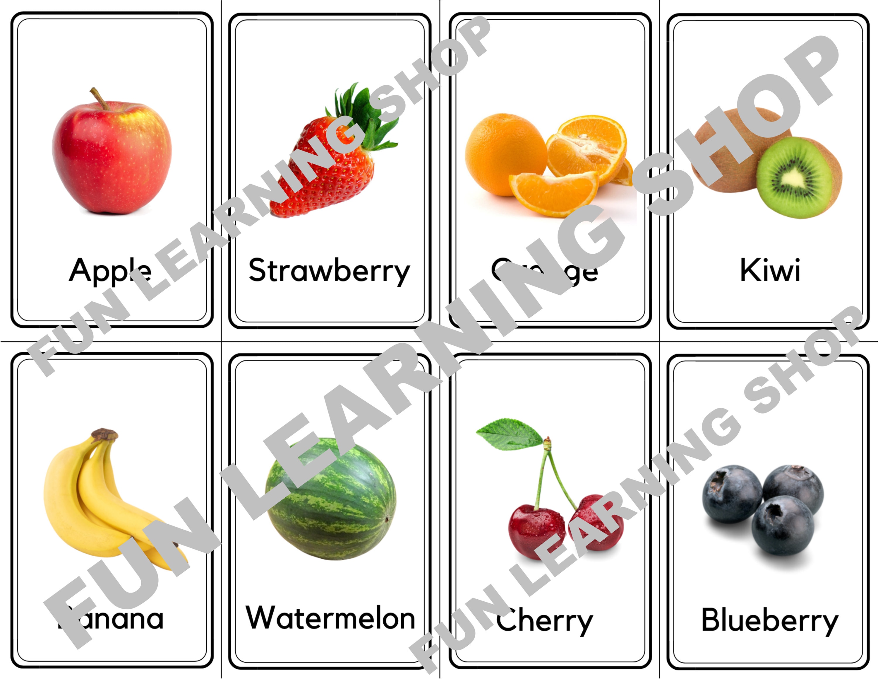 24 Fruits Flashcards / Image Cards for Kids. Nomenclature Cards. PDF ...
