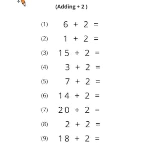 10 Printable Addition Math Worksheets. Adding by 2. Numbers 1-20 ...