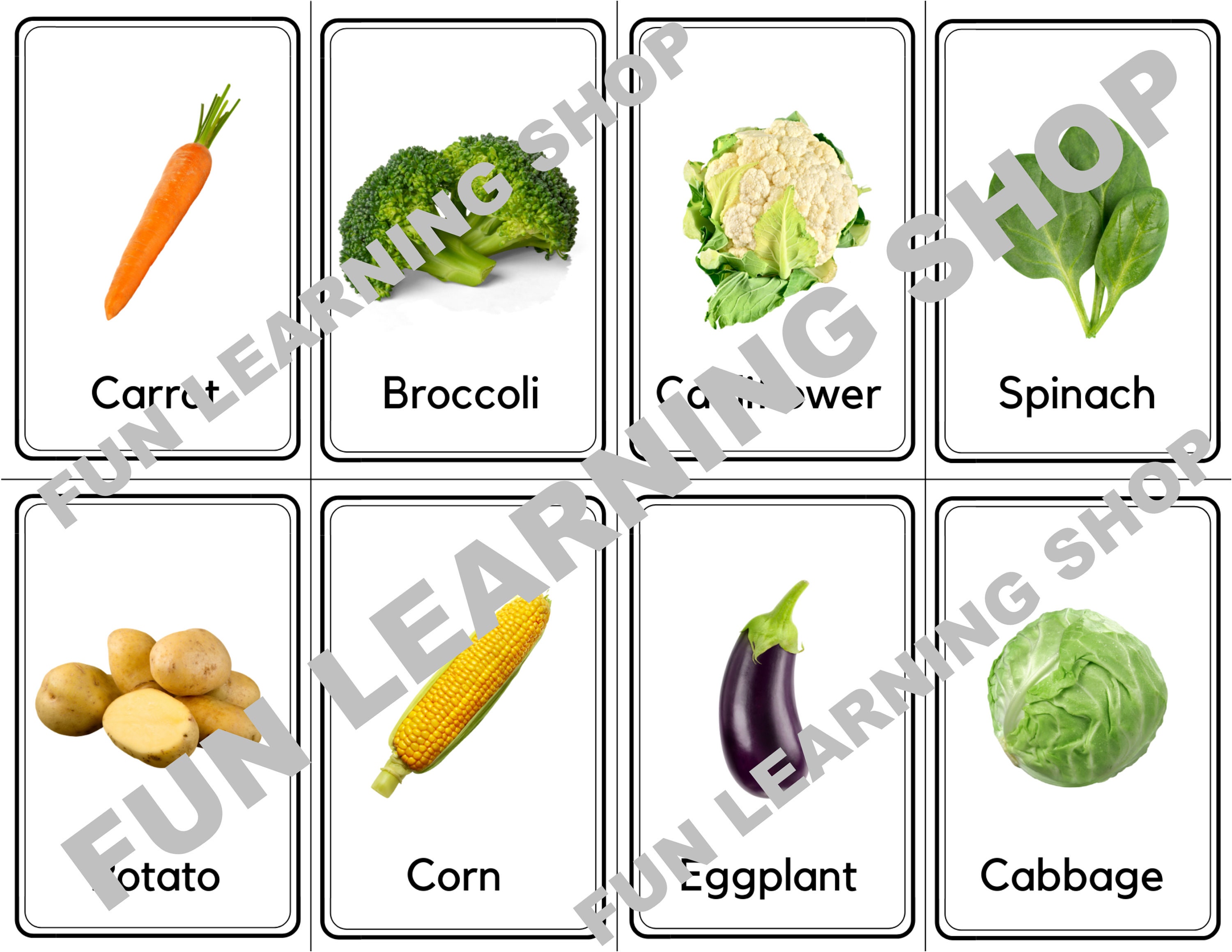 32 Vegetables Flashcards / Image Cards for Kids, Preschool ...