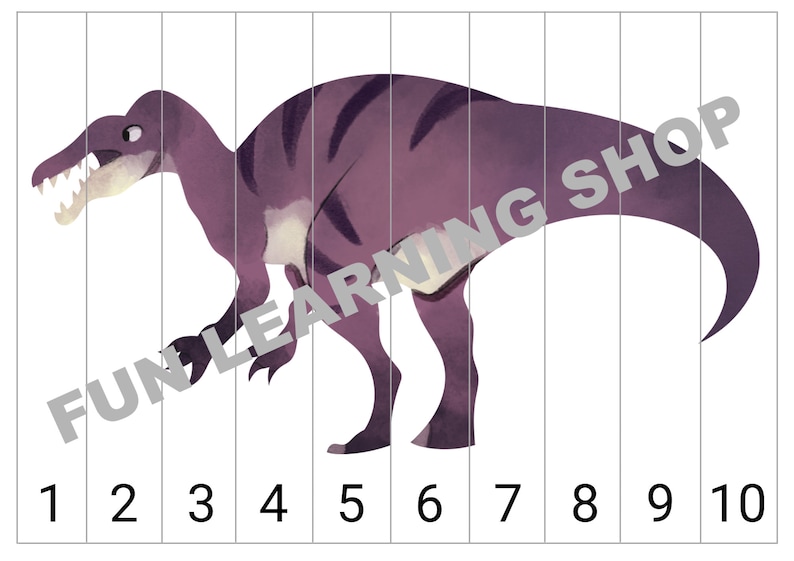 9 Dinosaurs Printable Number Sequence Puzzles. Number 1-10. - Etsy