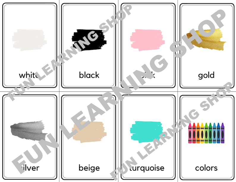 16 Colors Flashcards / Image Cards for Kids, Preschoolers. Nomenclature ...