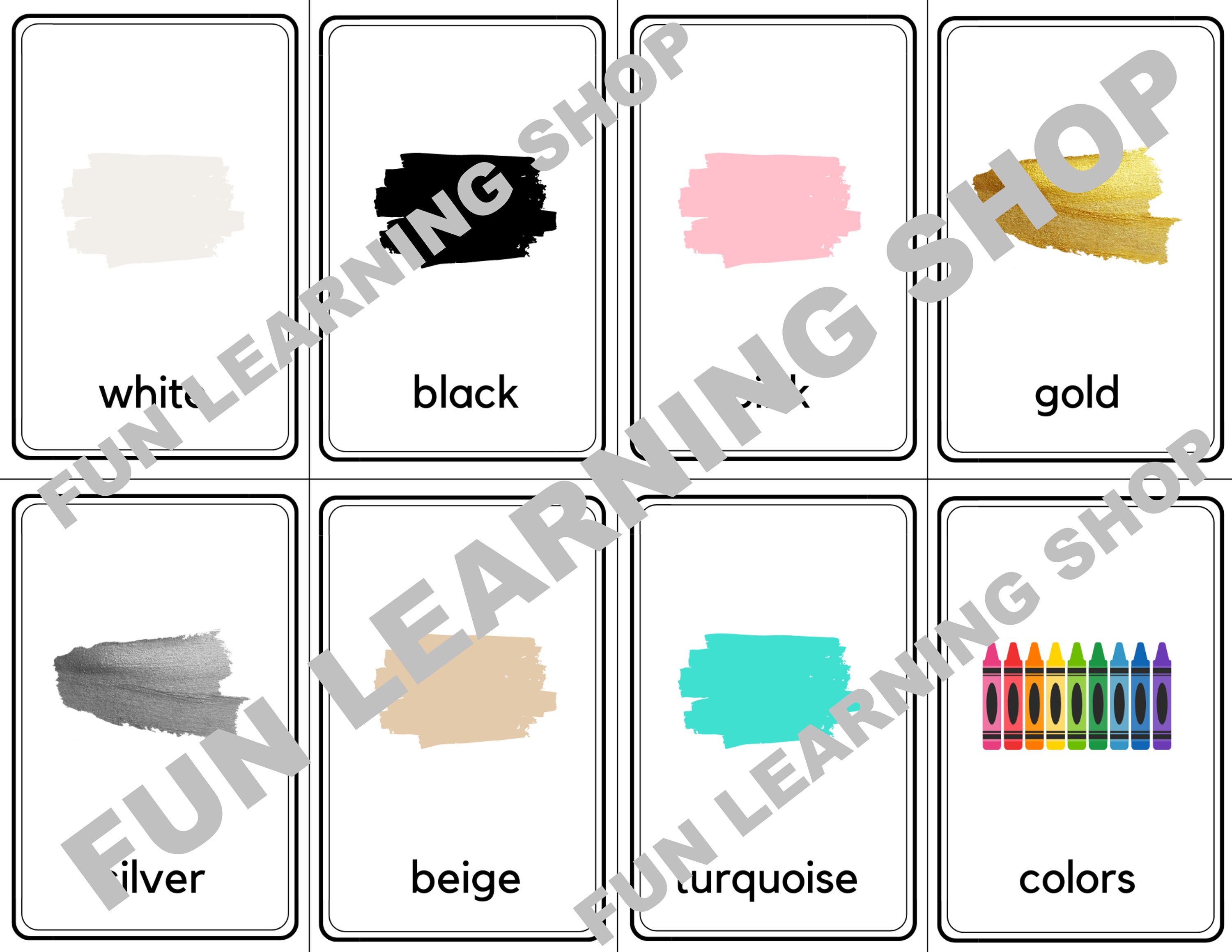16 Colors Flashcards / Image Cards for Kids, Preschoolers. Nomenclature ...